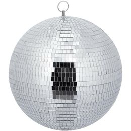 Discokugel, ø 30 cm, Deko Spiegelkugel zum Aufhängen, große Partykugel mit Metallöse, Discoball Party, silber - Relaxdays