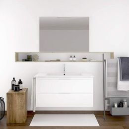 Ducha - Set Bad-Hängeschrank Waschbecken mizar mit Keramik Waschtisch und Spiegel - Handtuchhalter als Geschenk - slim 50x39x50cm - Weiß