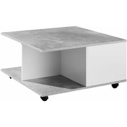 FineBuy - Design Couchtisch 70x70 cm, Wohnzimmertisch mit 2 Schubladen, Sofatisch mit Rollen, Tisch mit 2 Fächern