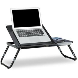 Laptoptisch fürs Bett 40 x 75 x 35 cm HxBxT, verstellbar klappbar Betttablett, Leseklappe und Ablage, schwarz - Relaxdays