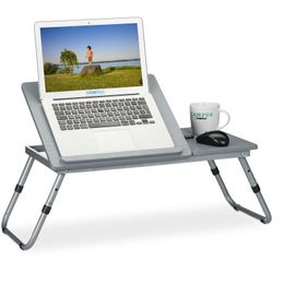 Laptoptisch höhenverstellbar, klappbar, neigbare Arbeitsfläche, Betttisch für Laptop, mdf, 44x73x34,5 cm, grau - Relaxdays