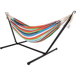 Spetebo Doppel Hängematte xxl mit Gestell - 200 x 150 cm - Outdoor Liege belastbar bis 150 kg