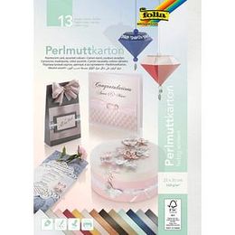 Folia Tonpapier Perlmuttkarton farbsortiert 250 g/qm 13 St.