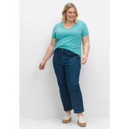 sheego Große Größen: Gerade Jeans in Curvy-Schnitt PIA, knöchelfreier Länge, blue Denim, Gr.54