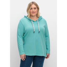 sheego Große Größen: Sweatshirt mit doppelten Kapuzenbändern, aqua, Gr.48/50