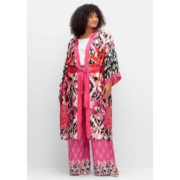 sheego loves miss goodlife Große Größen: Kimono im Mustermix, aus Viskose-Satin, pink bedruckt, Gr.40