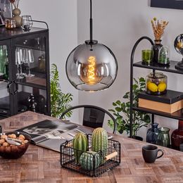 hofstein Koyoto Hängeleuchte Glas 25 cm Edelstahl, Schwarz, 1-flammig