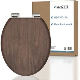 Schütte MDF WC Sitz DARK WOOD, Toilettendeckel mit Absenkautomatik Motiv, Klobrille mit Holzkern, Toilettensitz, WC Deckel - Braun