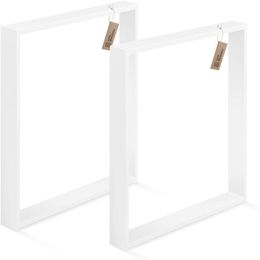 Lamo Manufaktur - Tischbeine für Schreibtisch Esstisch, Simple Medium, Vierkantprofil 60x30 mm, Tischgestell 50x72 cm (BxH), Weiß, 2 Stück,