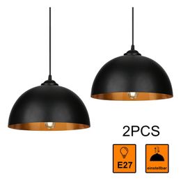 Tolletour - 2x Pendelleuchte Lampenschirm ohne Birne Hängelampe Licht Industrial Industrie - schwarz