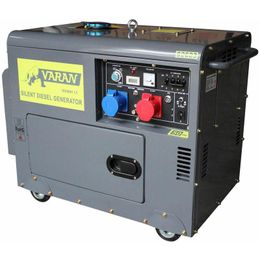 92623-ATS Diesel Stromerzeuger schallgedämpft Stromaggregat 5kVA 400V & 230V + Elektrostarter ats - Grau - VARAN MOTORS