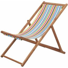 MAISONCHIC Strandstuhl Liegestuhl Klappbarer Gartenliege für Garten, Balkon und Terrrasse Stoff und Holzrahmen Mehrfarbig DE42549