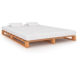 MAISONCHIC Palettenbett Doppelbett Bett für Schlafzimmer Braun Massivholz Kiefer 180×200 cm DE22876