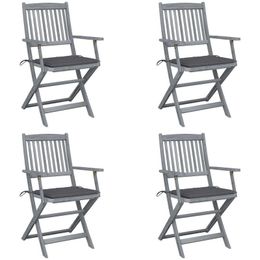 MAISONCHIC 4er Set Gartenstühle Gartensessel Klappbare Stühle für Garten Terrasse Balkon mit Sitzkissen Massivholz Akazie DE57164