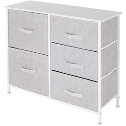 ML-Design Kommode mit 5 Schubladen, 80x30x70 cm, Weiß, aus mdf und Metall, Schubladenschrank Kleideraufbewahrung Sideboards für Wohnzimmer, Schlafzimmer und