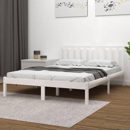 MAISONCHIC Massivholzbett Doppelbett Bett für Schlafzimmer Weiß Kiefer 200x200 cm DE84339