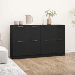 MAISONCHIC 2er Set Sideboards Kommoden für Wohnzimmer Küche Schwarz 60x30x70 cm Holzwerkstoff DE25847