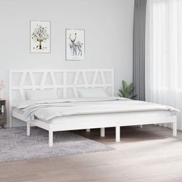 MAISONCHIC Massivholzbett Doppelbett Bett für Schlafzimmer Weiß Kiefer 200x200 cm DE32000