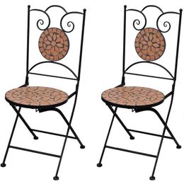 MAISONCHIC 2er Set Bistrostühle Klappbar Gartenstühle Stühle für Garten Terrasse Balkon Keramik Terrakotta DE39486 - Braun