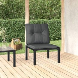 MAISONCHIC Gartenstuhl Gartensessel Stuhl für Garten Terrasse Balkon mit Kissen Schwarz und Grau Poly Rattan DE64360