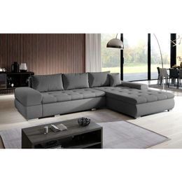 Sofa in L-Form arzo Eckcouch Schlafsofa Couch mit Schlaffunktion PR16 Grau - Furnix