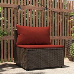 MAISONCHIC - Garten-Mittelsofa Gartensofa Loungesofa mit Kissen Braun Poly Rattan DE80150