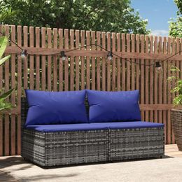 MAISONCHIC - 2er Set Garten-Mittelsofas mit Kissen Gartensofas Loungesofas Grau Poly Rattan DE62607