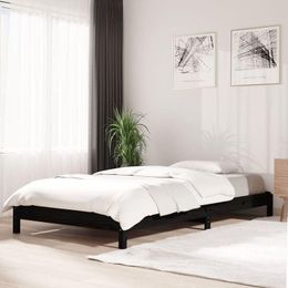 MAISONCHIC Stapelbett Einzelbett Bett für Schlafzimmer Schwarz 100x200 cm Massivholz Kiefer DE72504
