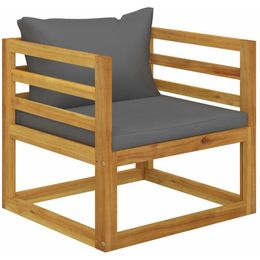 MAISONCHIC Gartenstuhl Gartensessel Stuhl für Garten Terrasse Balkon mit Dunkelgrauen Auflagen Massivholz Akazie DE43299
