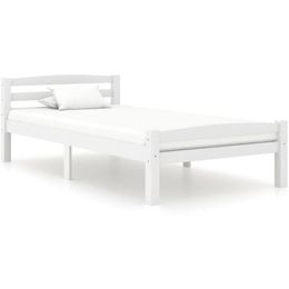 MAISONCHIC Massivholzbett Einzelbett Bett für Schlafzimmer Weiß Kiefer 100x200 cm DE82482