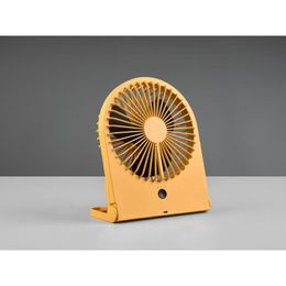 REALITY LEUCHTEN - Schreibtisch Ventilator breezy - 3 Stufen, Gelb Höhe 23cm Akku & usb-c Anschluß
