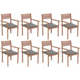 MAISONCHIC 8er Set Gartenstühle Gartensessel Stapelbare mit Kissen Stühle für Garten Terrasse Balkon Massivholz Teak DE72936