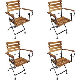 MAISONCHIC 4er Set Gartenstühle Gartensessel Klappbare Stühle für Garten Terrasse Balkon Stahl und Massivholz Akazie DE10875