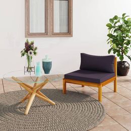 MAISONCHIC Modulares Mittelsofa Gartensofa Loungesofa mit Dunkelgrauen Kissen Massivholz Akazie DE62546