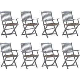 MAISONCHIC 8er Set Gartenstühle Gartensessel Klappbare Stühle für Garten Terrasse Balkon mit Kissen Massivholz Akazie DE24279