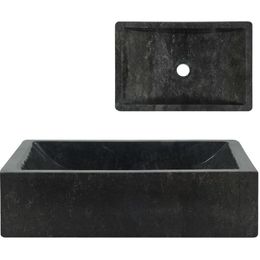 MAISONCHIC Waschbecken Aufsatzwaschtisch Waschschale für Badezimmer 45x30x12 cm Marmor Schwarz DE43527