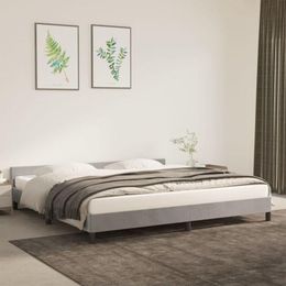 MAISONCHIC - Bettgestell mit Kopfteil Doppelbett Bett für Schlafzimmer Hellgrau 200x200 cm Samt DE98457 - Grau