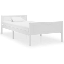 MAISONCHIC Massivholzbett Einzelbett Bett für Schlafzimmer Kiefer Weiß 100x200 cm DE79116