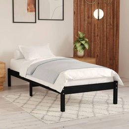 MAISONCHIC Massivholzbett Einzelbett Bett für Schlafzimmer Schwarz Kiefer 100x200 cm DE29801