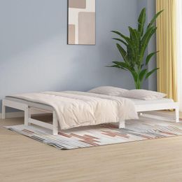 MAISONCHIC Tagesbett Ausziehbar Doppelbett Bett für Schlafzimmer Weiß 2x(90x190) cm Massivholz Kiefer DE50244