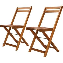 MAISONCHIC 2er Set Outdoor-Bistrostühle Gartenstühle Stühle für Garten Terrasse Balkon Massivholz Akazie DE38618