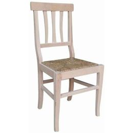 OKAFFAREFATTO - Vittoria-Stuhl aus rohem Holz zum Bemalen mit Sitzfläche aus Sumpfstroh