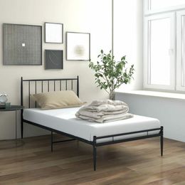 MAISONCHIC Bettgestell Einzelbett Bett für Schlafzimmer Schwarz Metall 90x200 cm DE54877