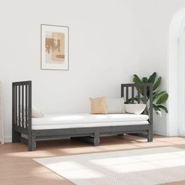 MAISONCHIC Tagesbett Ausziehbar Doppelbett Bett für Schlafzimmer Grau 2x(90x190) cm Massivholz Kiefer DE86102