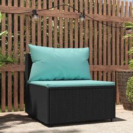 MAISONCHIC - Garten-Mittelsofa Gartensofa Loungesofa mit Kissen Schwarz Poly Rattan DE70479