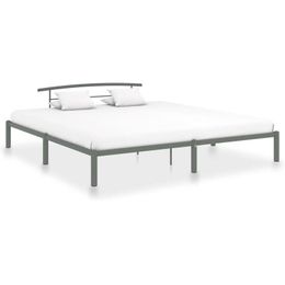 MAISONCHIC Bettgestell Doppelbett Bett für Schlafzimmer Grau Metall 180x200 cm DE15436