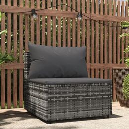 MAISONCHIC Garten-Mittelsofa Gartensofa Loungesofa mit Kissen Grau Poly Rattan DE86717