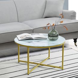 Couchtisch Uppvidinge 45x80cm Marmor, weiß / Gold [en.casa] Weiß