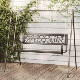 MAISONCHIC - Hollywoodschaukel Gartenliege Schaukelbank für Garten & Terrasse 125 cm Stahl und Kunststoff Schwarz DE26190