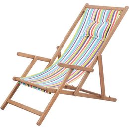 MAISONCHIC Strandstuhl Liegestuhl Klappbarer Gartenliege für Garten, Balkon und Terrrasse Stoff und Holzrahmen Mehrfarbig DE57491